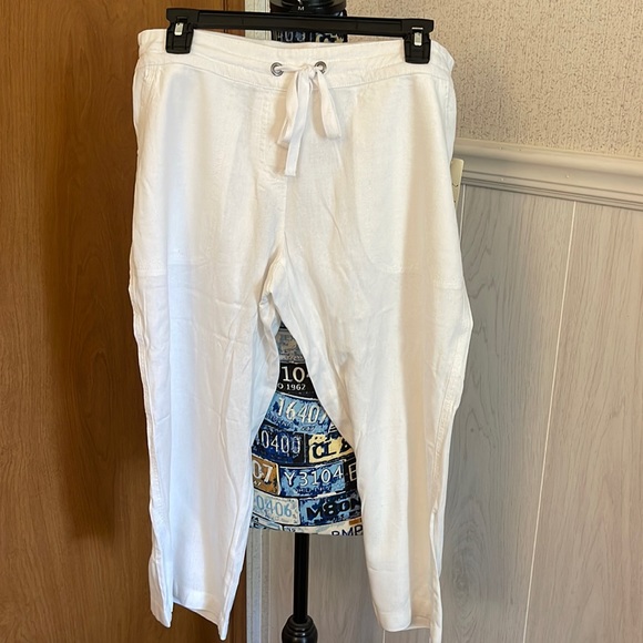 Per Se | Pants & Jumpsuits | Womens Per Se Drawstring Waist Linen Capri ...